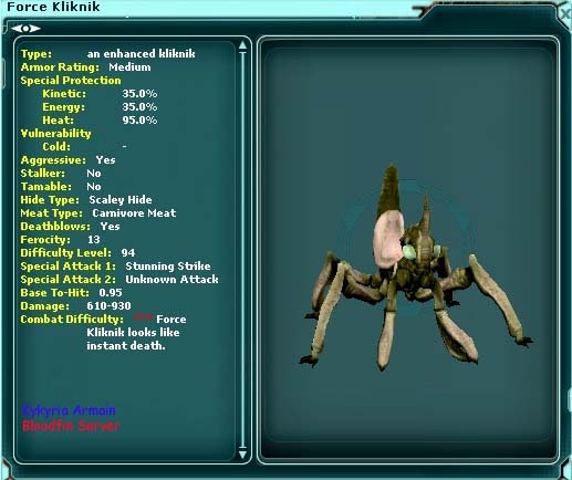 SWGC Creature Detail - Force Kliknik